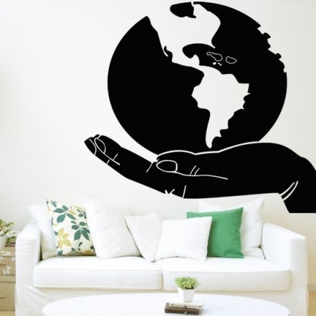 Vinilo decorativo El Mundo en Una Mano